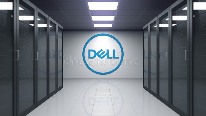 Dell Inc. Logo on the Wall of the Server Room. Editorial 3D Rendering ...