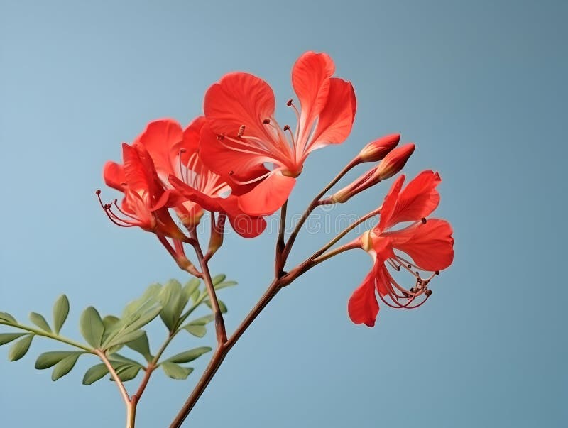 Delonix Regia Flower in Studio Background, Single Delonix Regia Flower ...