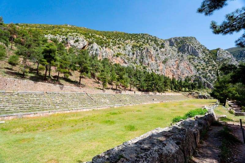 Delphi, Greece. Ancient Stadium Stock Image - Image of stadium ...