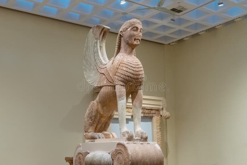The Sphinx of Naxos, Delphi Archaeological Museum, Greece Editorial ...