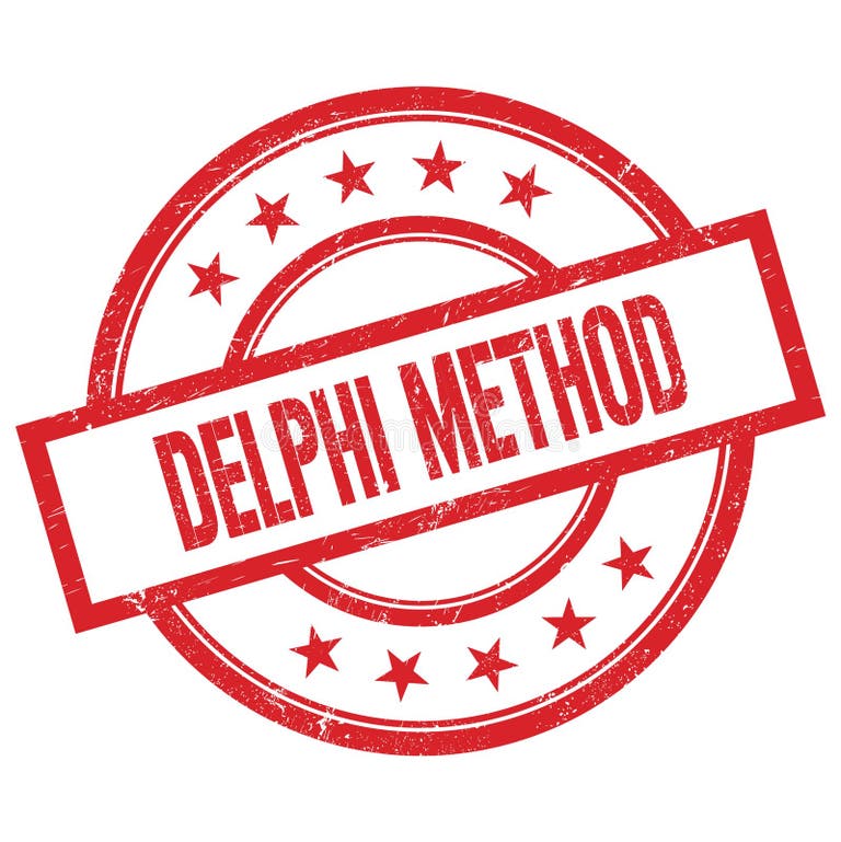 DELPHI METHOD Text Written on Red Vintage Round Stamp Stock ...