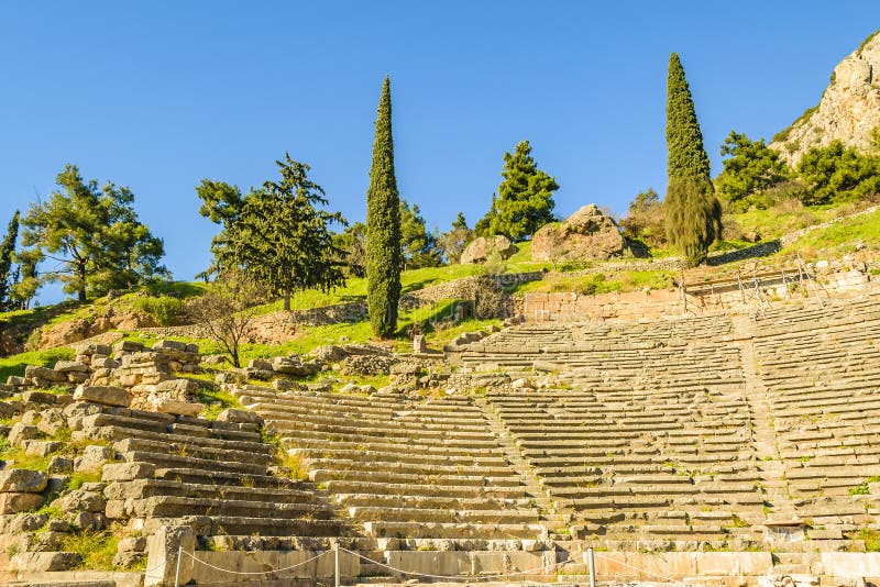 Delphi Sanctuary, Phocis, Greece Stock Image - Image of classic ...