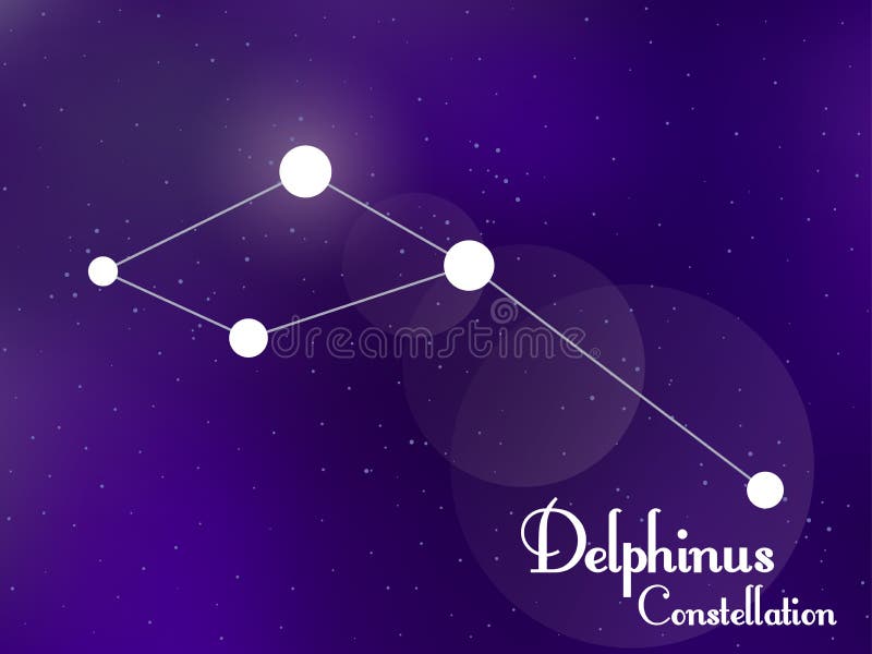 Delphinus Constellation. Bright Yellow Stars in the Night Sky. a ...