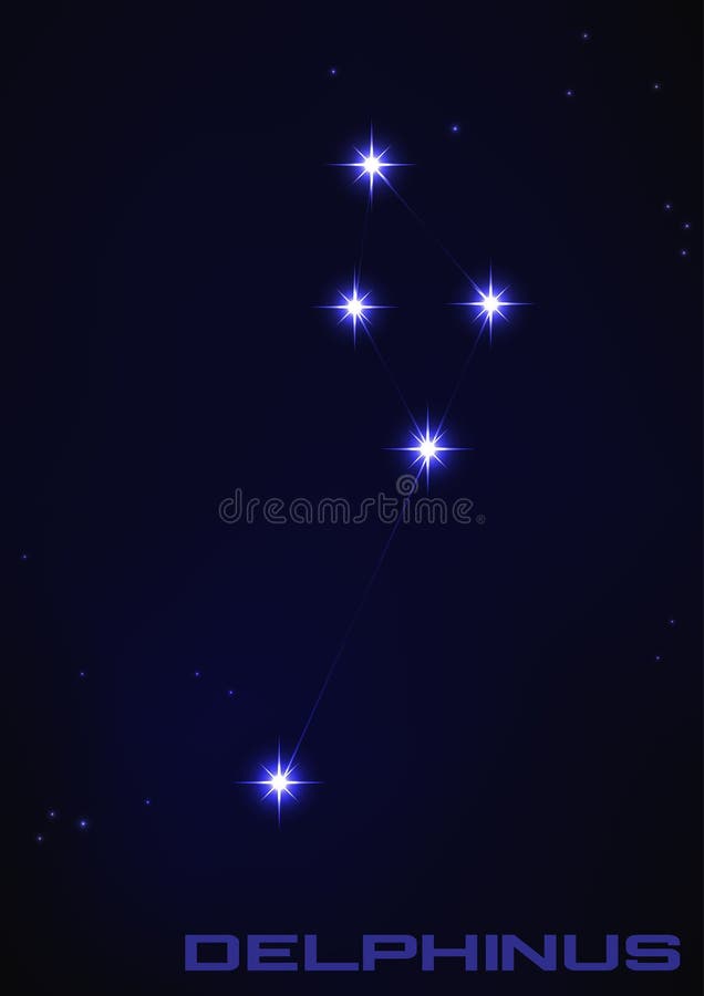 The Constellation Delphinus Star in the Night Stock Vector ...
