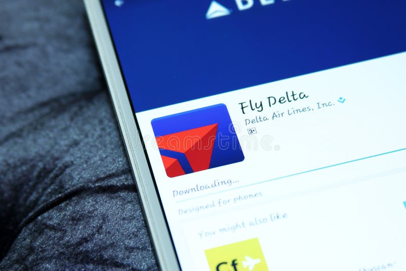 Delta airlines mobile app editorial photography. Image of global - 93637902