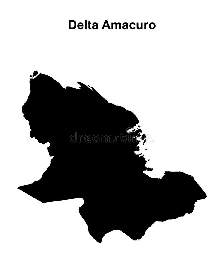 Delta Amacuro outline map stock vector. Illustration of detailed ...