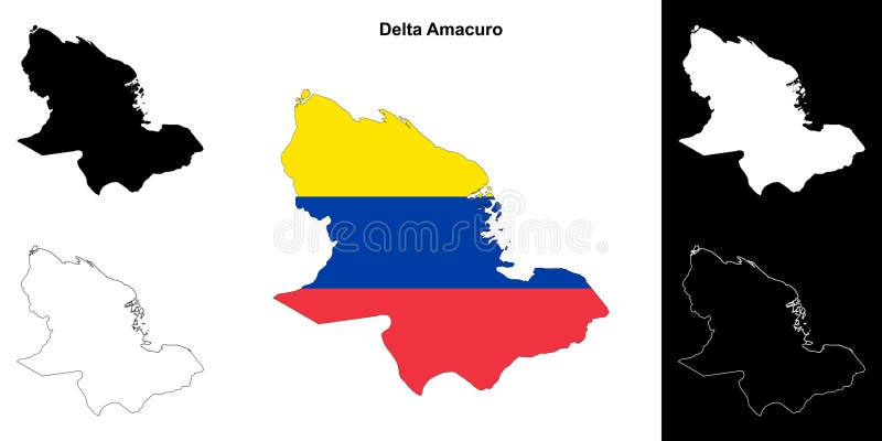 Delta Amacuro outline map stock illustration. Illustration of boundary ...
