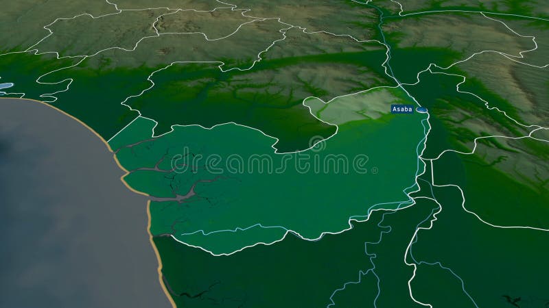 Delta, Nigeria - Highlighted with Capital. Physical Stock Illustration ...