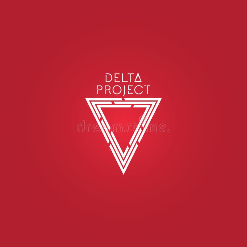 Delta Project Design. White Color Logo with Red Background Stock Vector ...