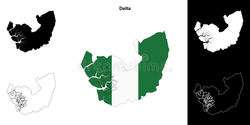 Delta outline map stock vector. Illustration of boundary - 356522431