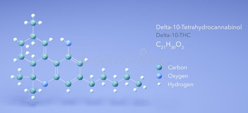 Delta-10-tetrahydrocannabinol Molecule, Molecular Structures, Delta-10 ...