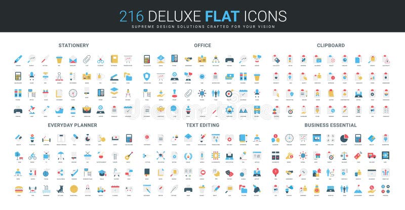 Deluxe Flat Icons for Office Organization Tasks Stock Vector ...