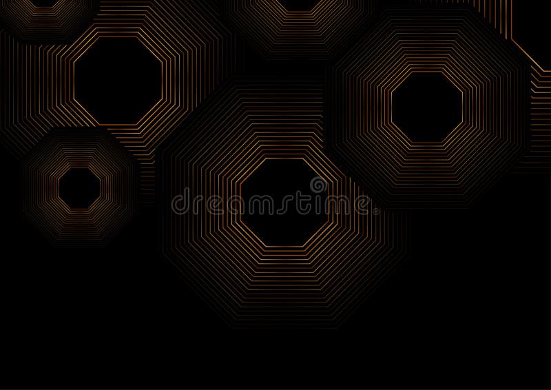 Deluxe Golden Minimal Linear Octagons Abstract Futuristic Tech ...