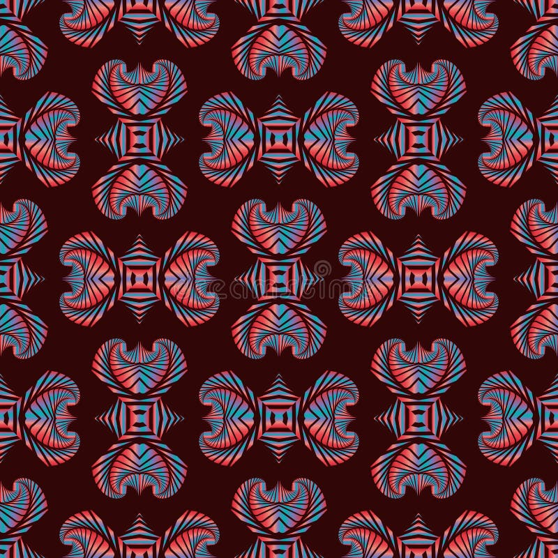 Deluxe Seamless Pattern with Red and Blue Metallic Decorative Ornament ...