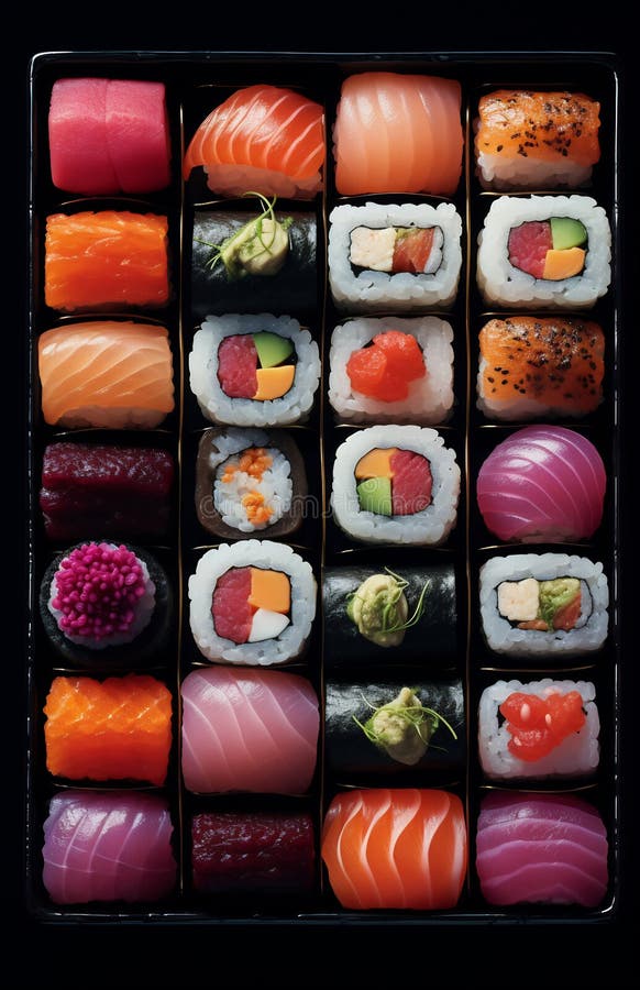 Deluxe Sushi Assortment stock image. Image of avocado - 320548789
