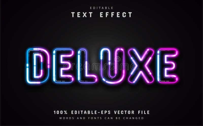 Deluxe Text Effect Neon Style Stock Vector - Illustration of excellent ...