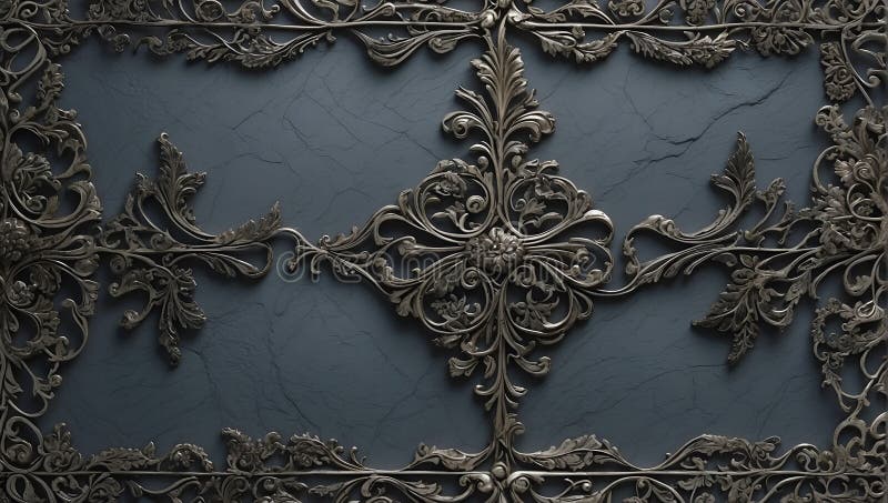 Pewter Lacework: Detailed Filigree on Slate Background. AI Generate ...