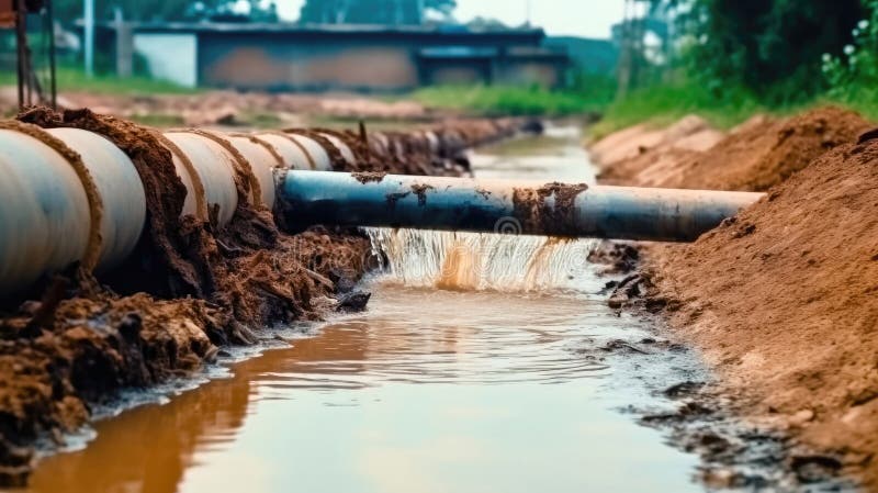 Industrial Pollution: Broken Pipe Releasing Hazardous Waste ...