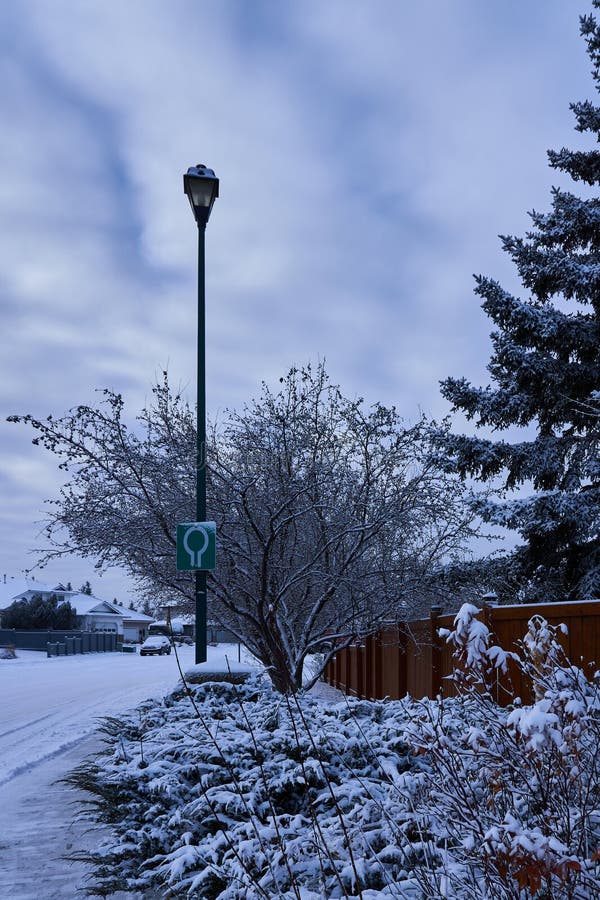Winter Traffic Control: Road Signs in the Snow. Stock Photo - Image of ...