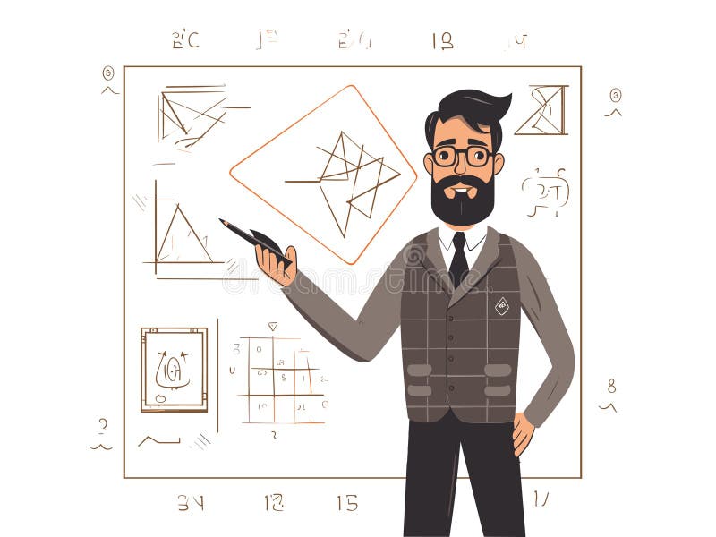 Illustration of a Dedicated Math Teacher Stock Vector - Illustration of ...