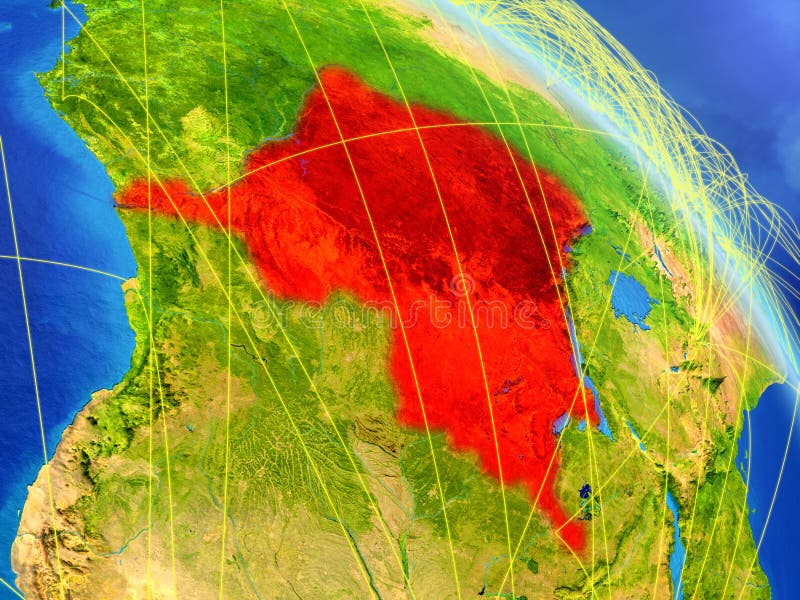 Dem Rep of Congo from Space with Network Stock Illustration ...