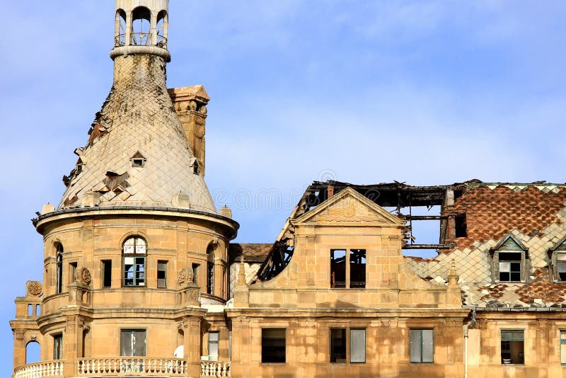 Demaged roof details editorial stock photo. Image of window - 17223938