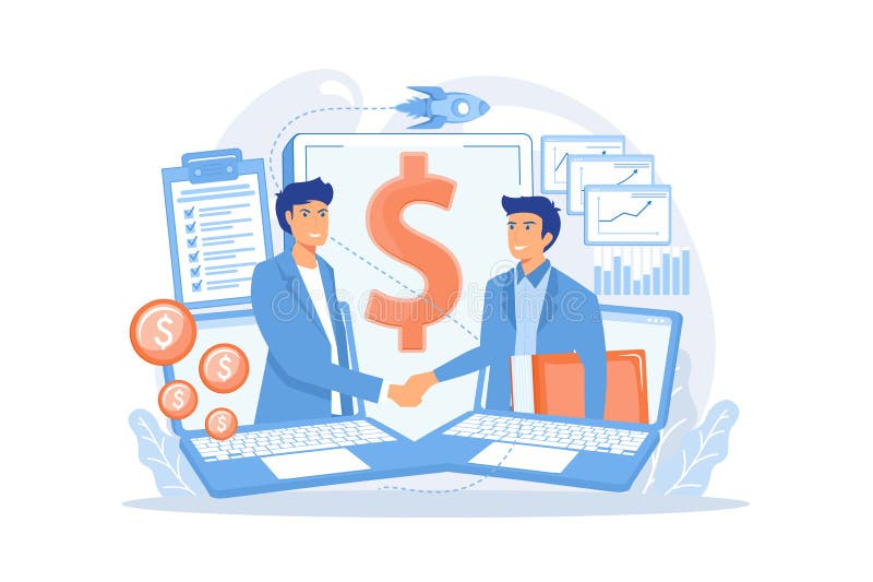 Demand Analysts Shaking Hands from Laptops Screens and Planning Future ...