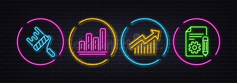 Demand Curve, Graph Chart and Paint Roller Minimal Line Icons. for Web ...