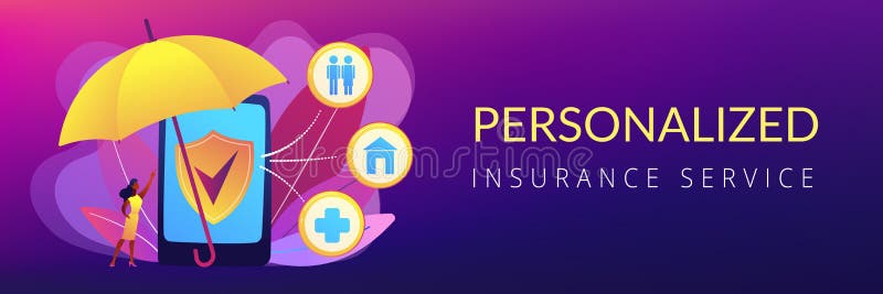 On-demand Insurance Concept Banner Header. Stock Vector - Illustration ...