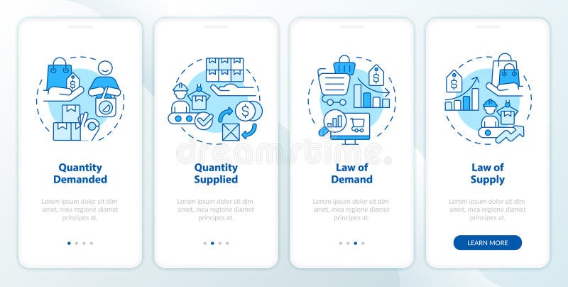 Demand and Supply Keys Blue Onboarding Mobile App Screen Stock ...