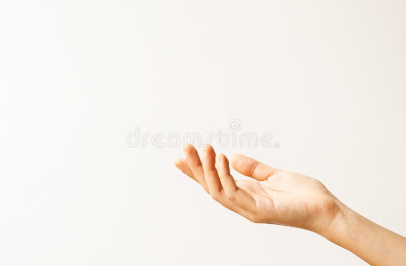 Demanding Open Hand Isolated on White Stock Photo - Image of gesture ...