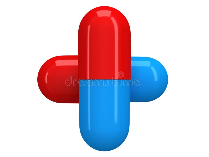 Demi Capsule Rouge De Pilule Du Demi Bleu Deux. 3D Illustration Stock ...
