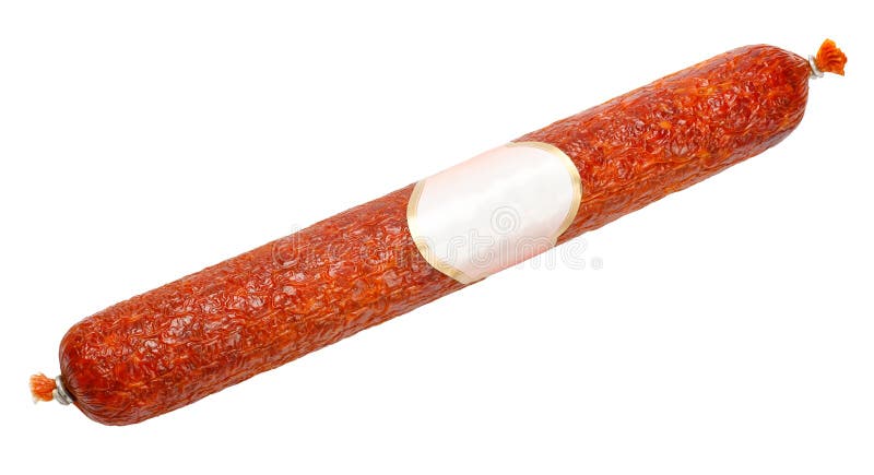 Demi Dry Salami Stick with Blank Label Stock Image - Image of isolated ...