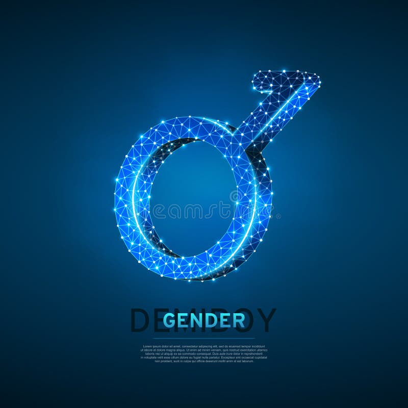 Demiboy Symbol. Wireframe Digital 3d Illustration. Low Poly, Non-binary ...