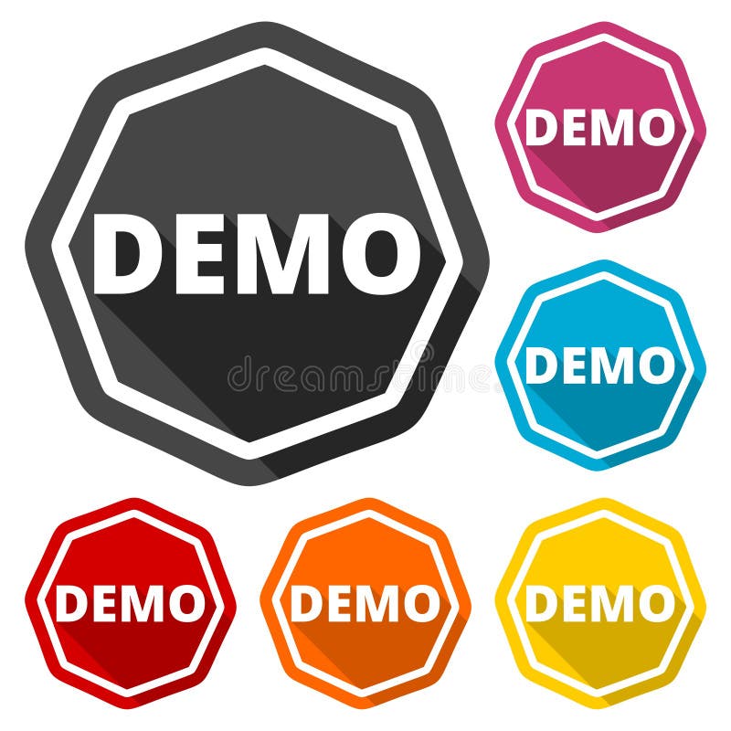 Demo Icons Set with Long Shadow Stock Illustration - Illustration of ...