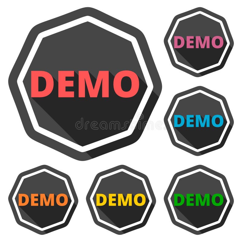 Demo Icons Set with Long Shadow Stock Illustration - Illustration of ...