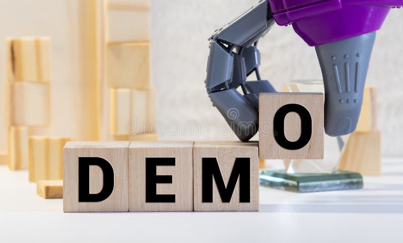 DEMO Word Made with Building Blocks Isolated on White Stock Photo ...