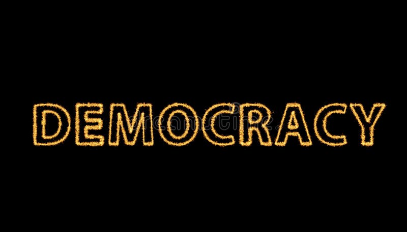 Democracy Graphic Text with Flame Fire Effect Stock Illustration ...