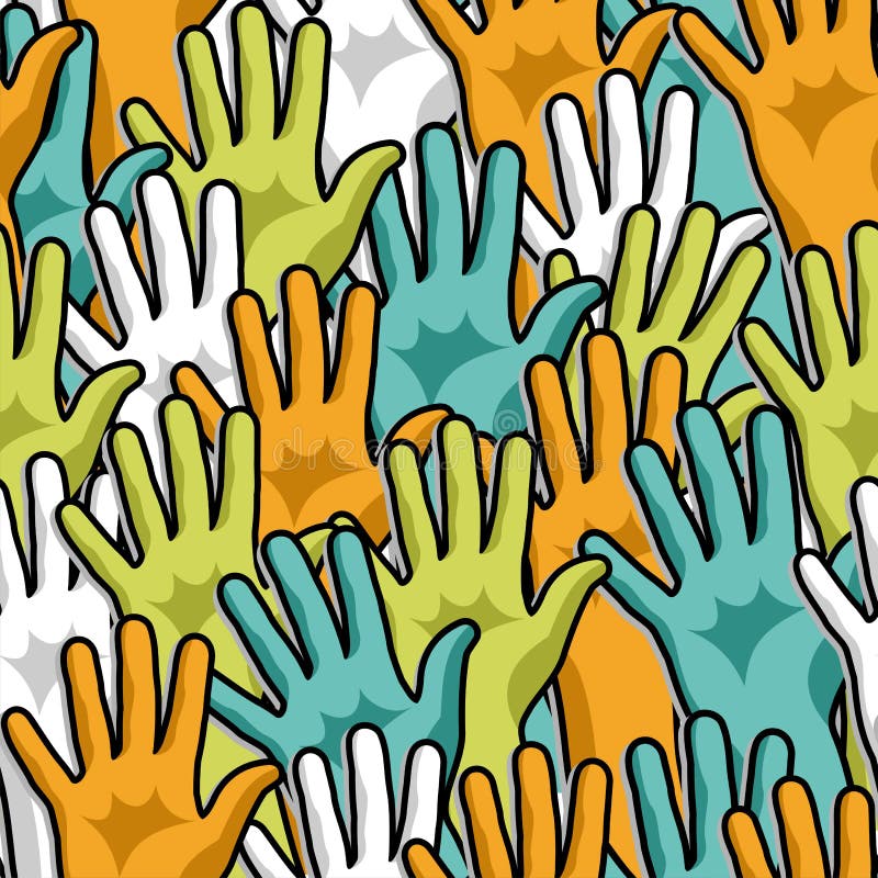 Democracy hands up pattern stock vector. Illustration of election ...