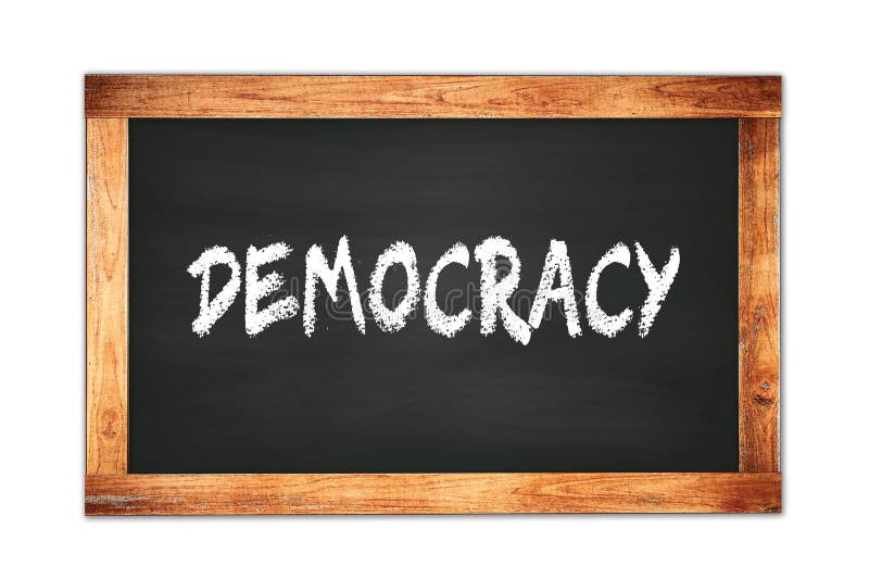 DEMOCRACY Text Written on Wooden Frame School Blackboard Stock ...