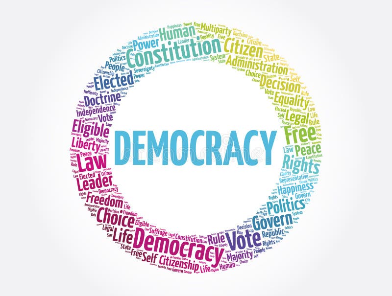 Democracy Word Cloud Hand Sphere Concept Stock Illustration ...