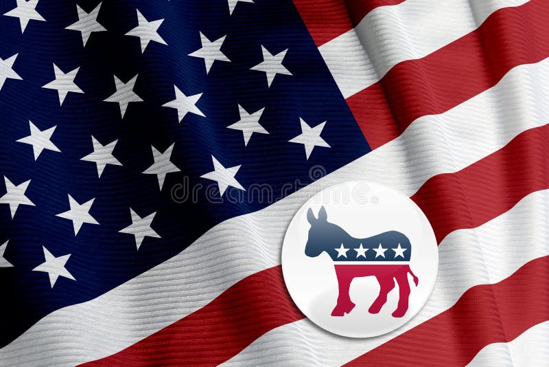Democrat Logo on American Flag Editorial Stock Image - Illustration of ...
