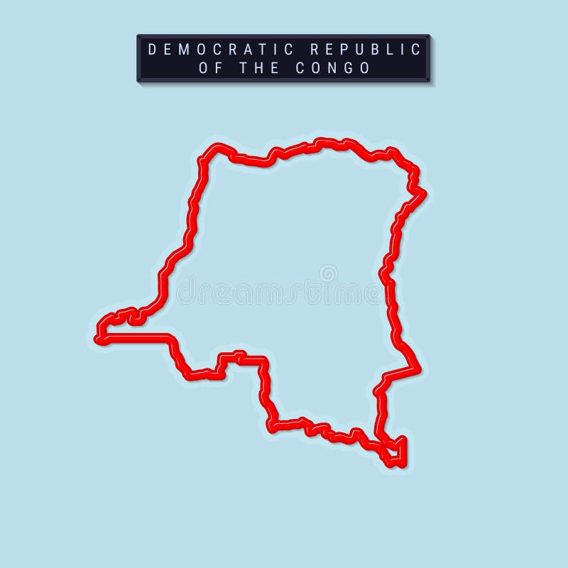 Democratic Republic Of The Congo Bold Outline Map Vector Illustration