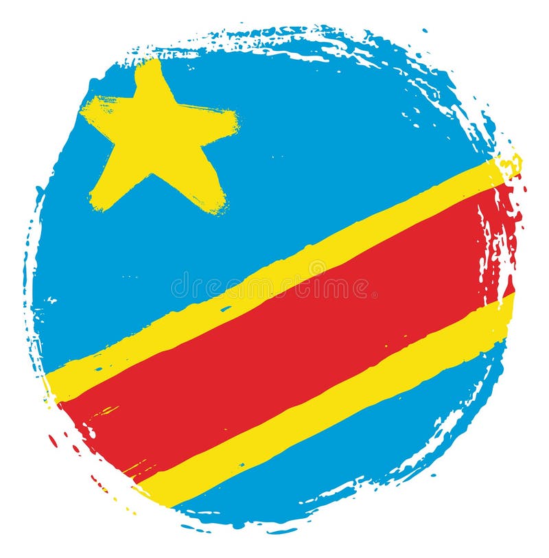 Democratic Republic of the Congo Circle Flag Vector Hand Painted with ...