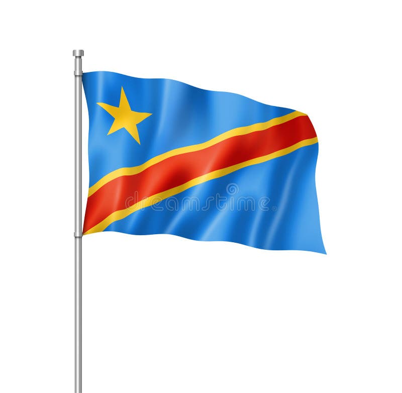 Democratic Republic of the Congo Flag Isolated on White Concrete Wall ...
