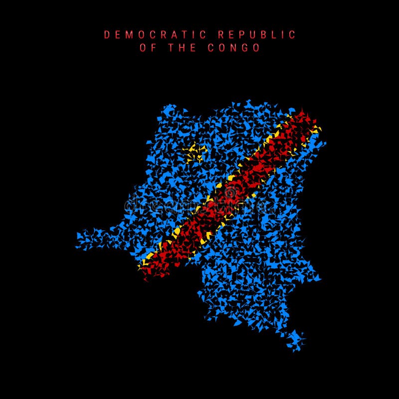 Democratic Republic of the Congo Flag Map, Chaotic Particles Pattern in ...
