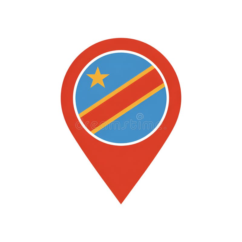 Democratic Republic Congo Location Pin Flag Icon Map Pointer Sign Flat ...