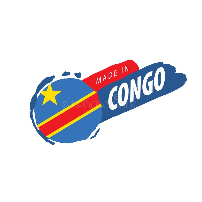 Democratic Republic Of The Congo Flag And Hand On White Background
