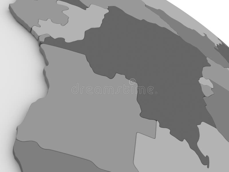 Democratic Republic of Congo on Grey 3D Map Stock Illustration ...