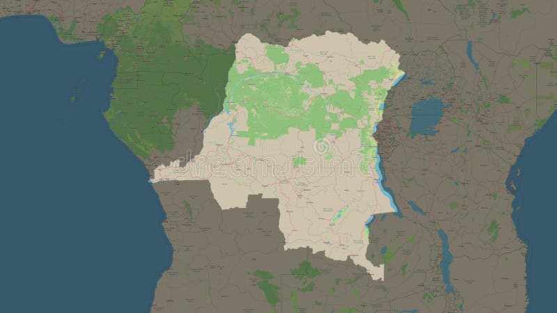 Democratic Republic of the Congo Highlighted. Topo German Stock ...